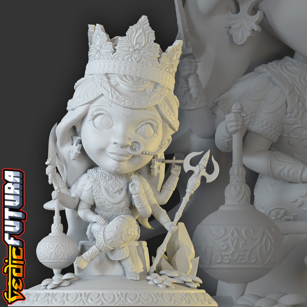 Chibi Durga - The Victorious Conqueror [Easy Paint] – VedicFutura