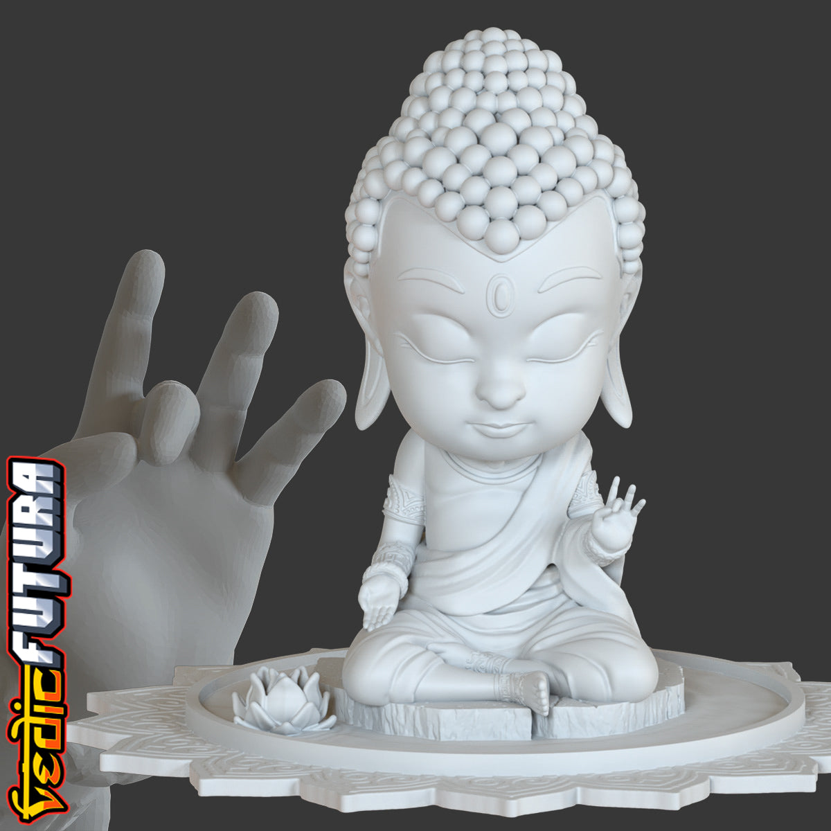 Chibi Buddha - Serenity on the Lotus Pond [Easy Paint] – VedicFutura